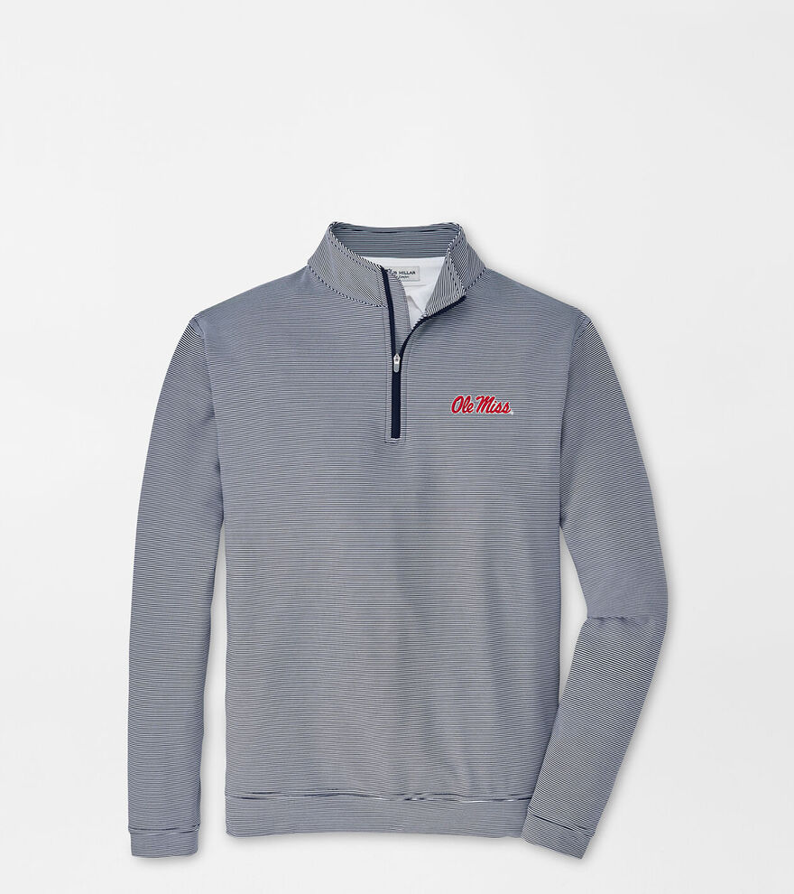 Ole Miss Perth Sugar Stripe Performance Quarter Zip Mens Collegiate