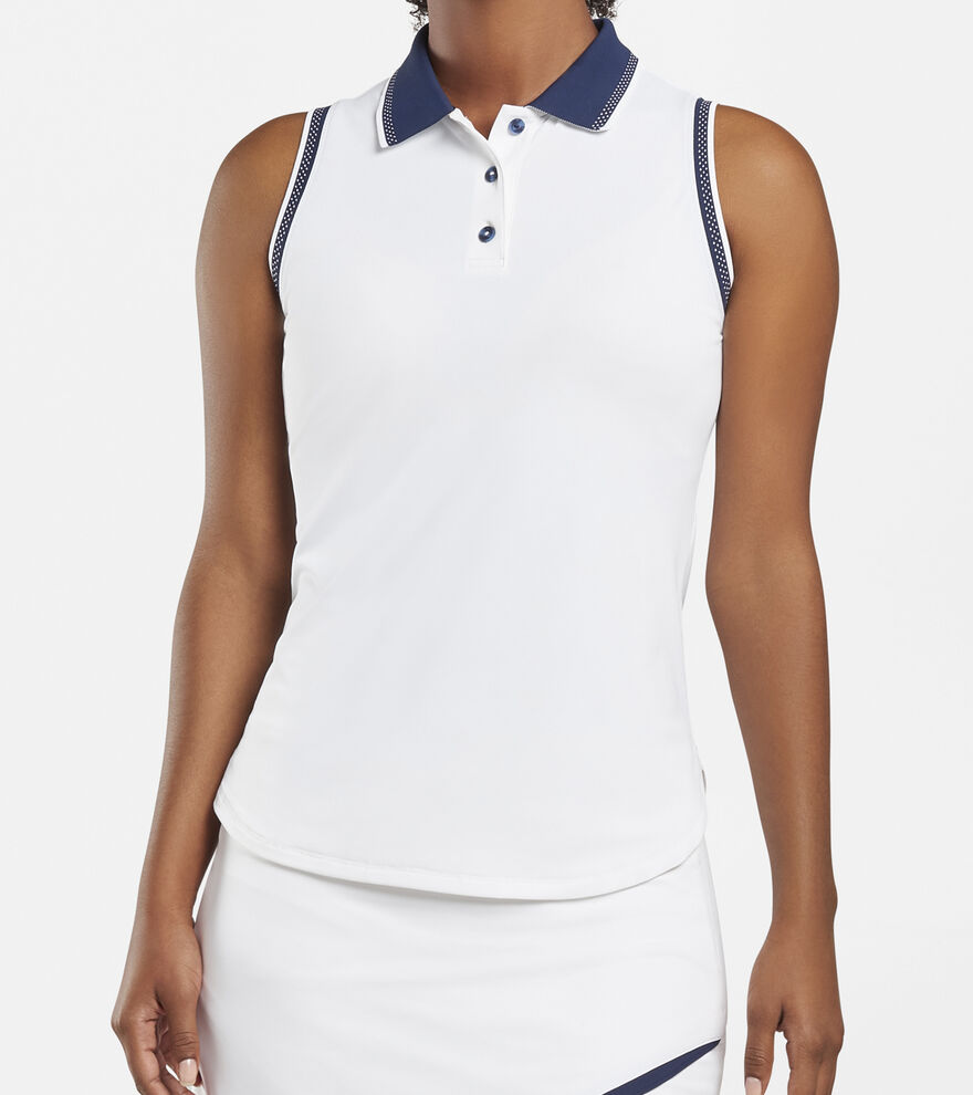 Helen Birdseye Collar Sleeveless Button Performance Polo | Peter Millar