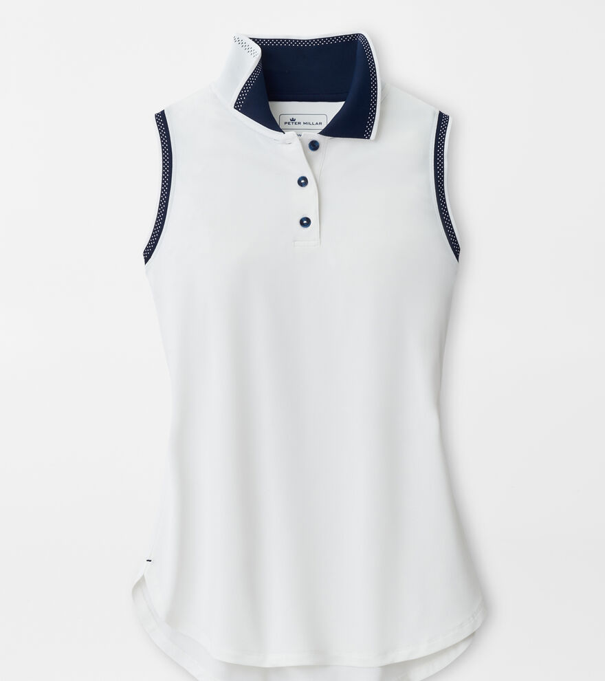 Helen Birdseye Collar Sleeveless Button Performance Polo | Peter Millar