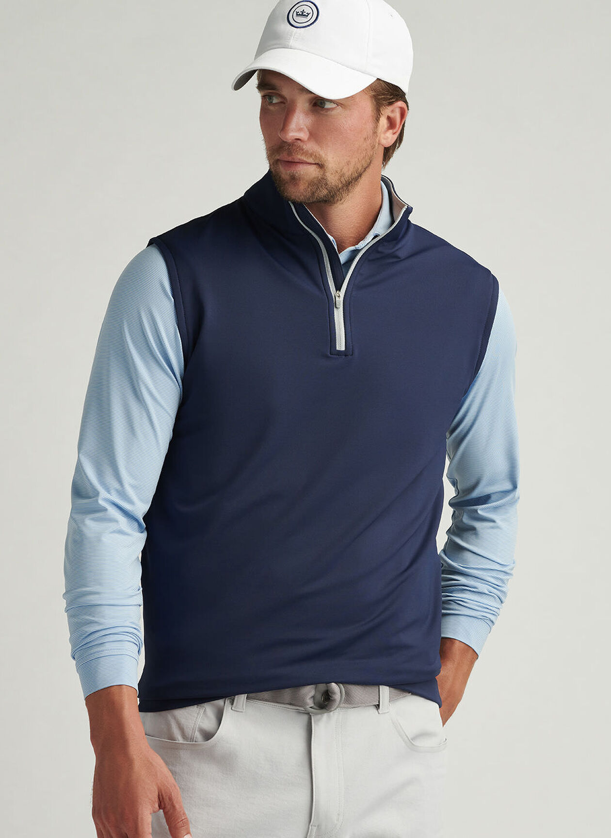 Galway Stretch Loop Terry Quarter-Zip Vest | Men's Vests | Peter Millar