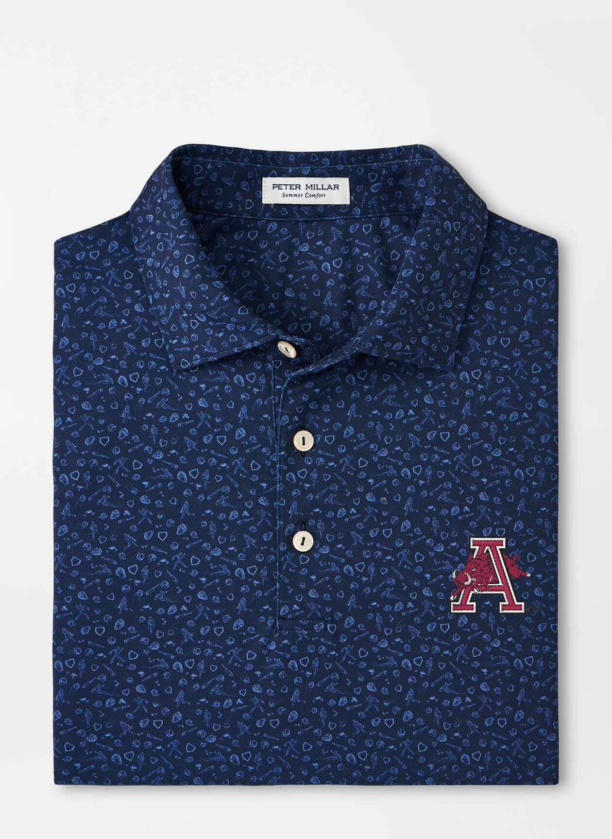 Arkansas Vault Batter Up Performance Jersey Polo | Men's Collegiate Apparel | Peter Millar