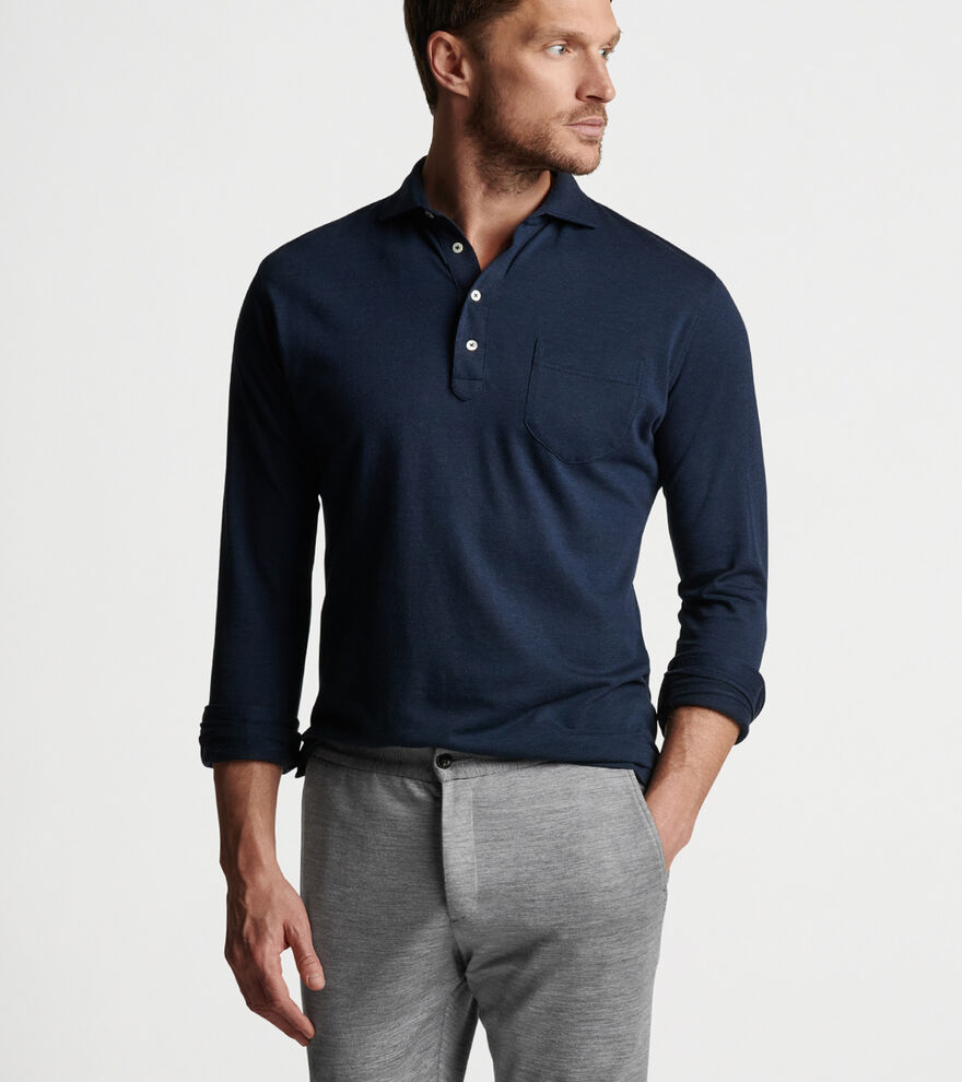Amble Long-Sleeve Cotton Cashmere Polo | Men's Polo Shirts | Peter Millar