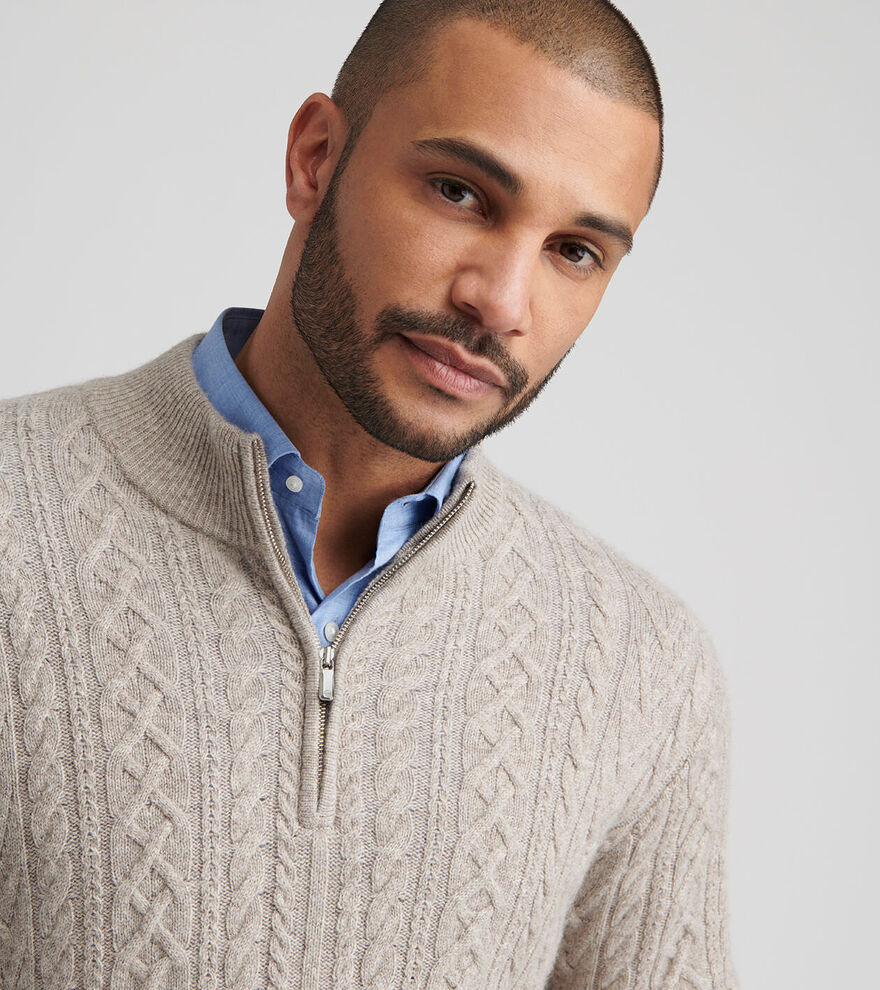 Crescent Ridge Cable Quarter-Zip Sweater | Men's Sweaters | Peter Millar