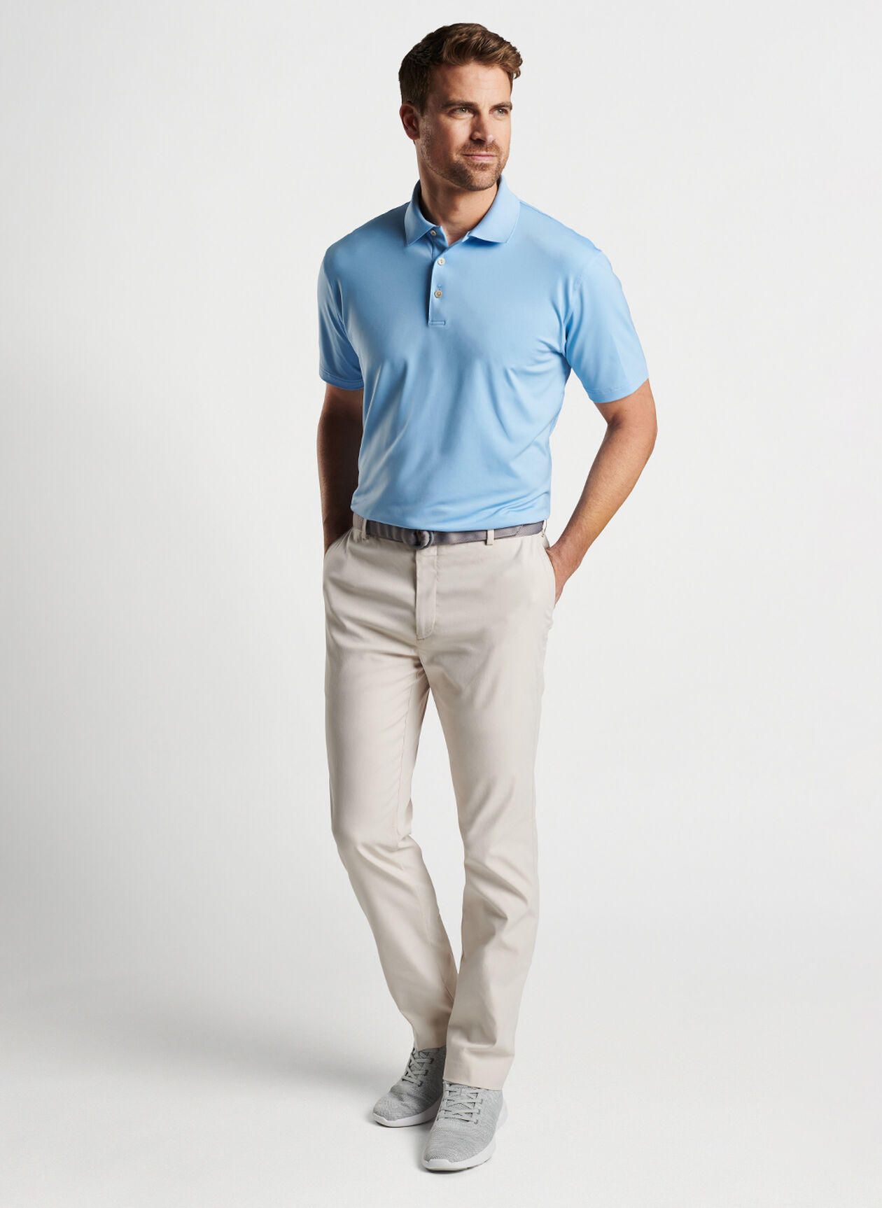 Solid Performance Jersey Polo Knit-Collar | Men's Polo Shirts | Peter ...