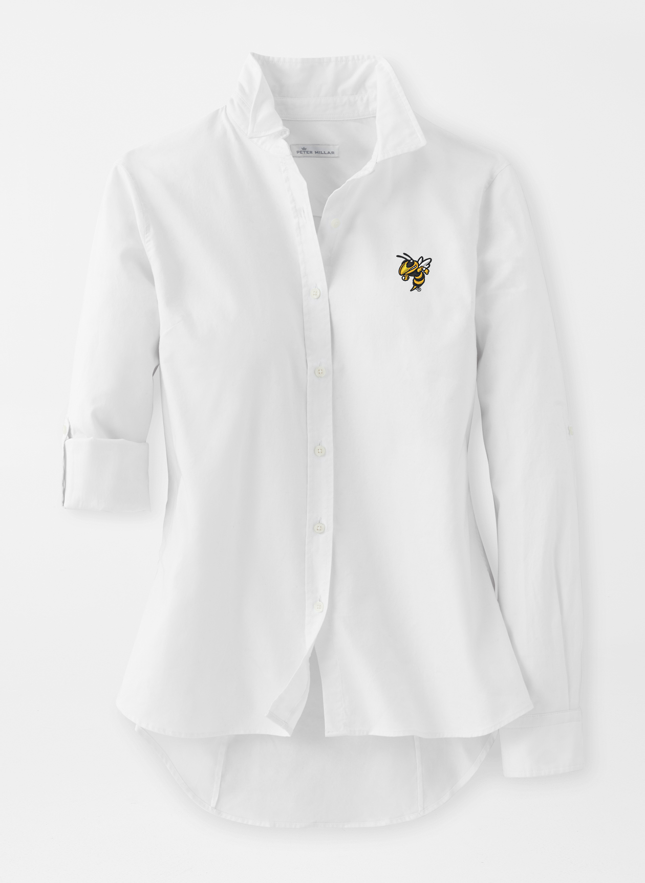 Women's Georgia Tech Yellow Jacket Stretch Woven Button-Up | Peter Millar