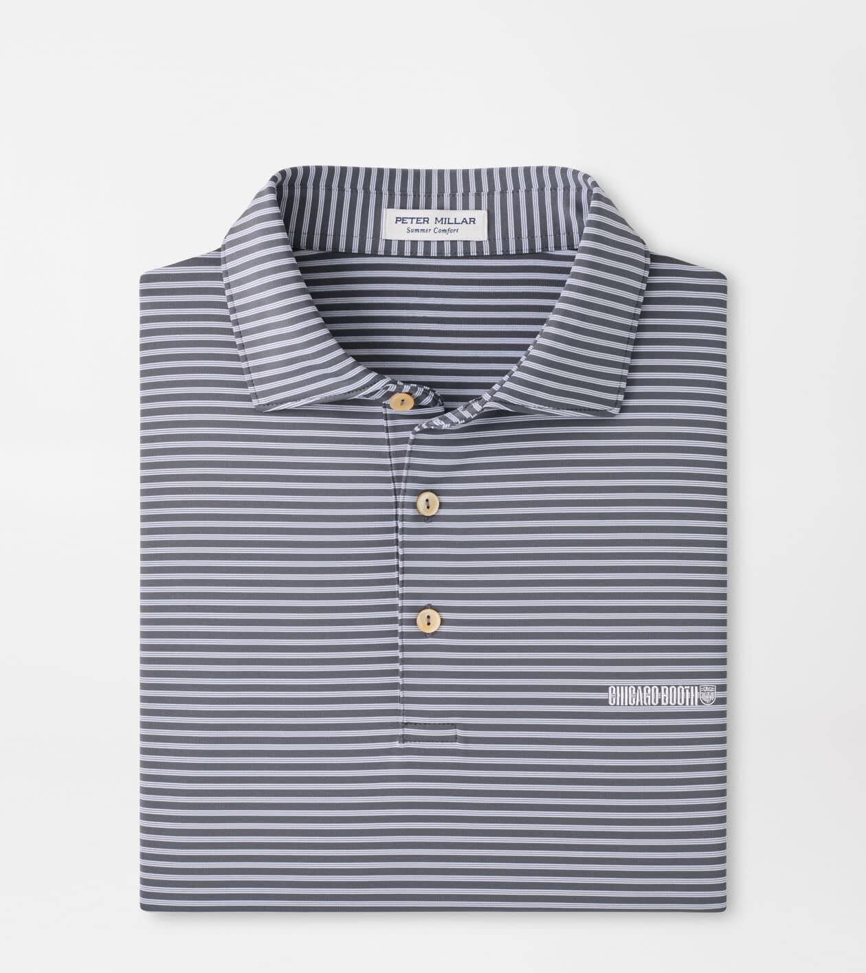 University of Chicago Booth Tiebreaker Performance Jersey Stripe Polo ...